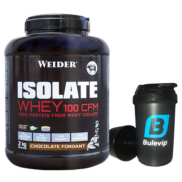 Acquista Pack Weider Isolate Whey 100 CFM 2 kg + Bulevip Shaker Pro Black